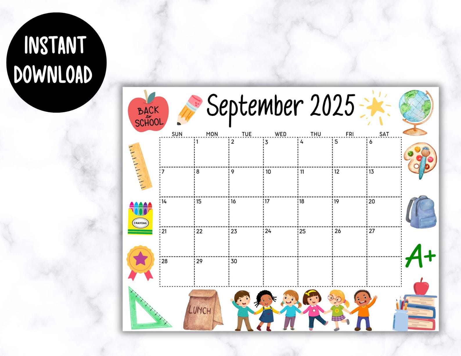 EDITABLE Printable September Calendar 2025 | | Back to School September ...