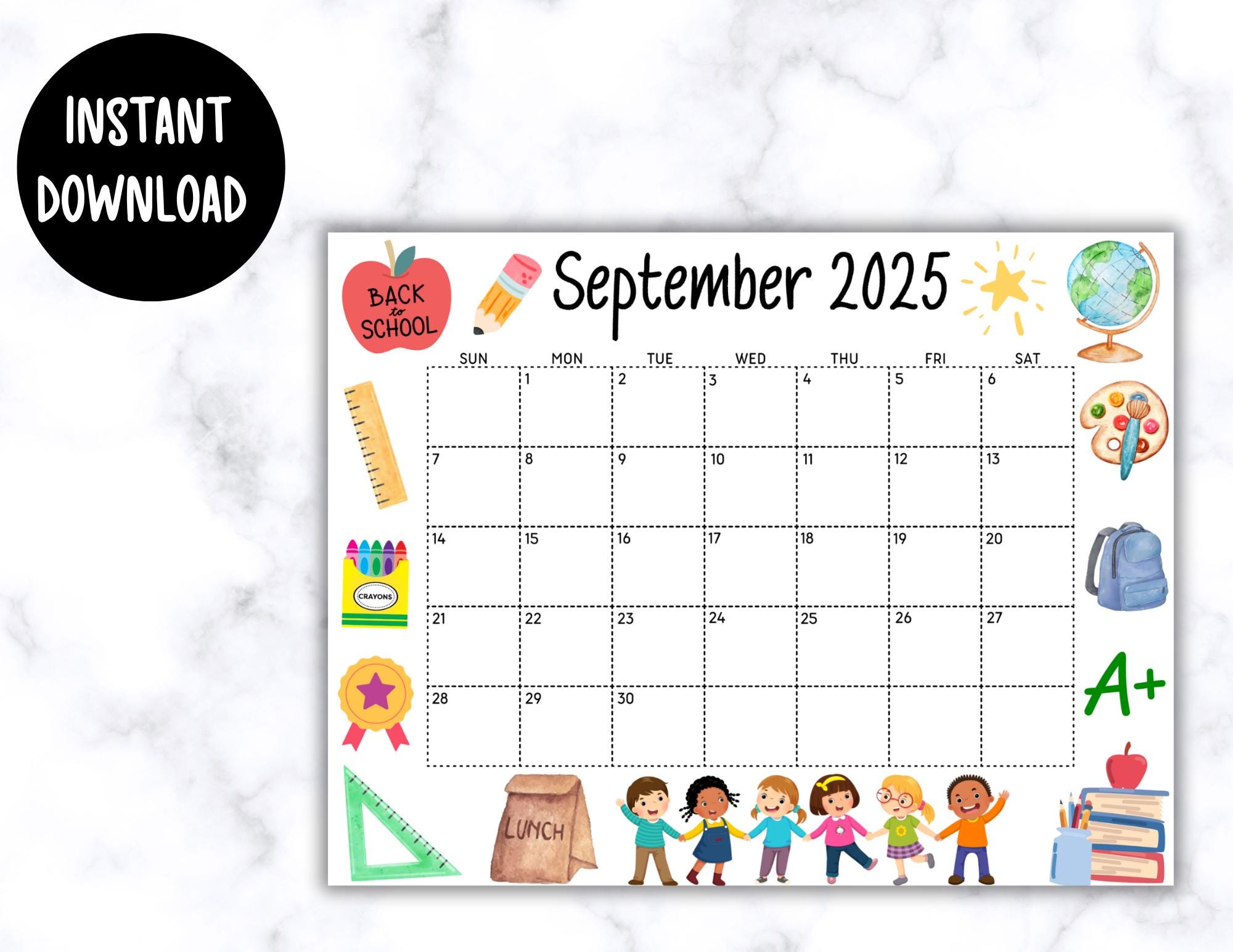 EDITABLE Printable September Calendar 2025 | | Back to School September ...
