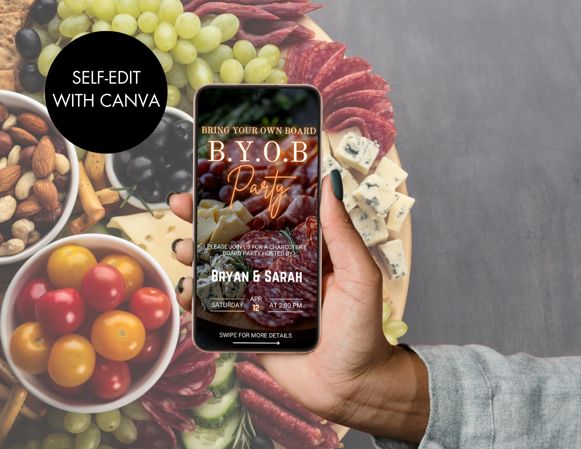 Bring a Own Board Party Invitation | Digital Charcuterie Board Party ...
