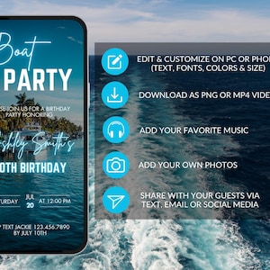 Digital Boat Party Invitation | Animated Yacht Party Invite | Summer ...