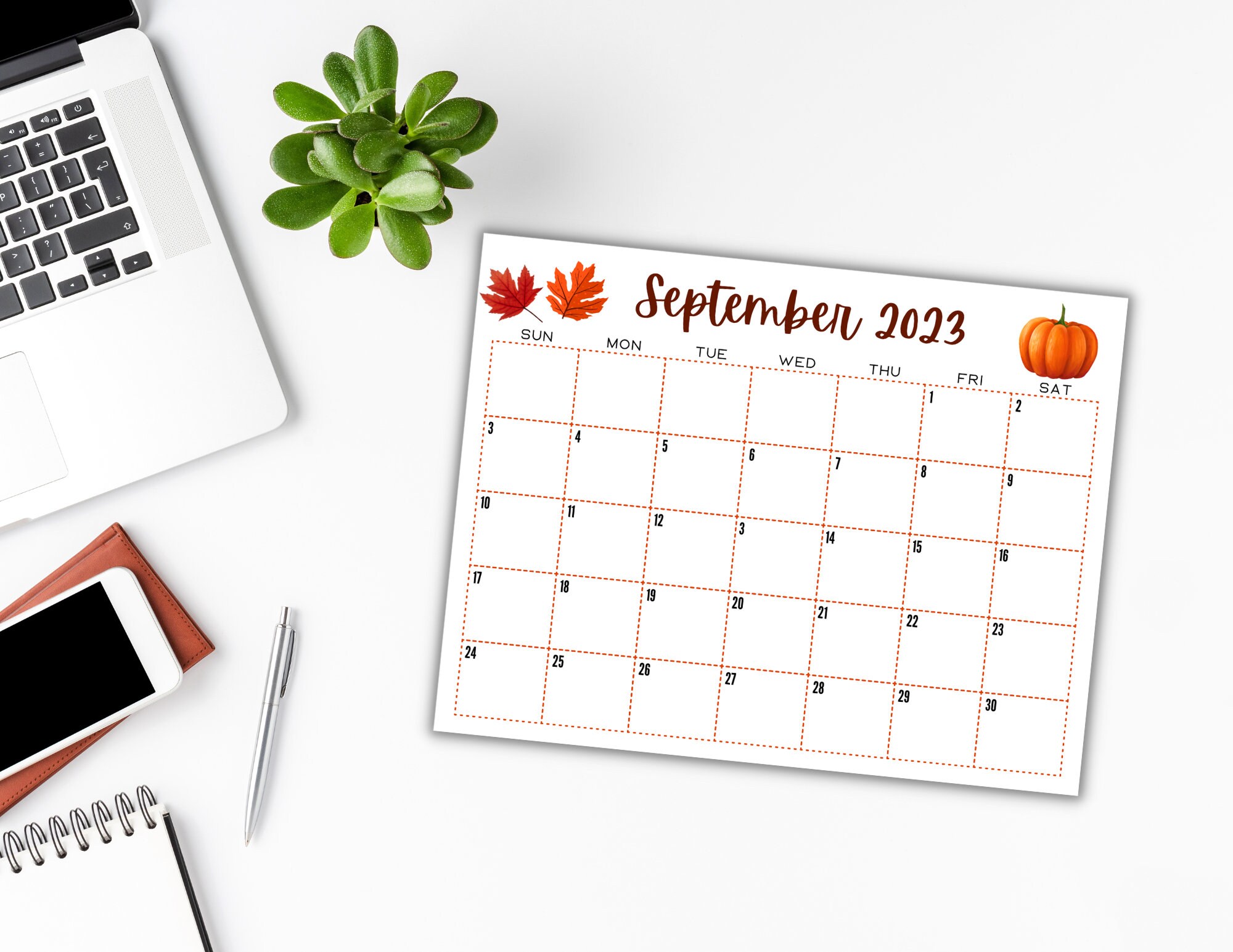 EDITABLE Printable September Calendar 2023 Fall September - Etsy