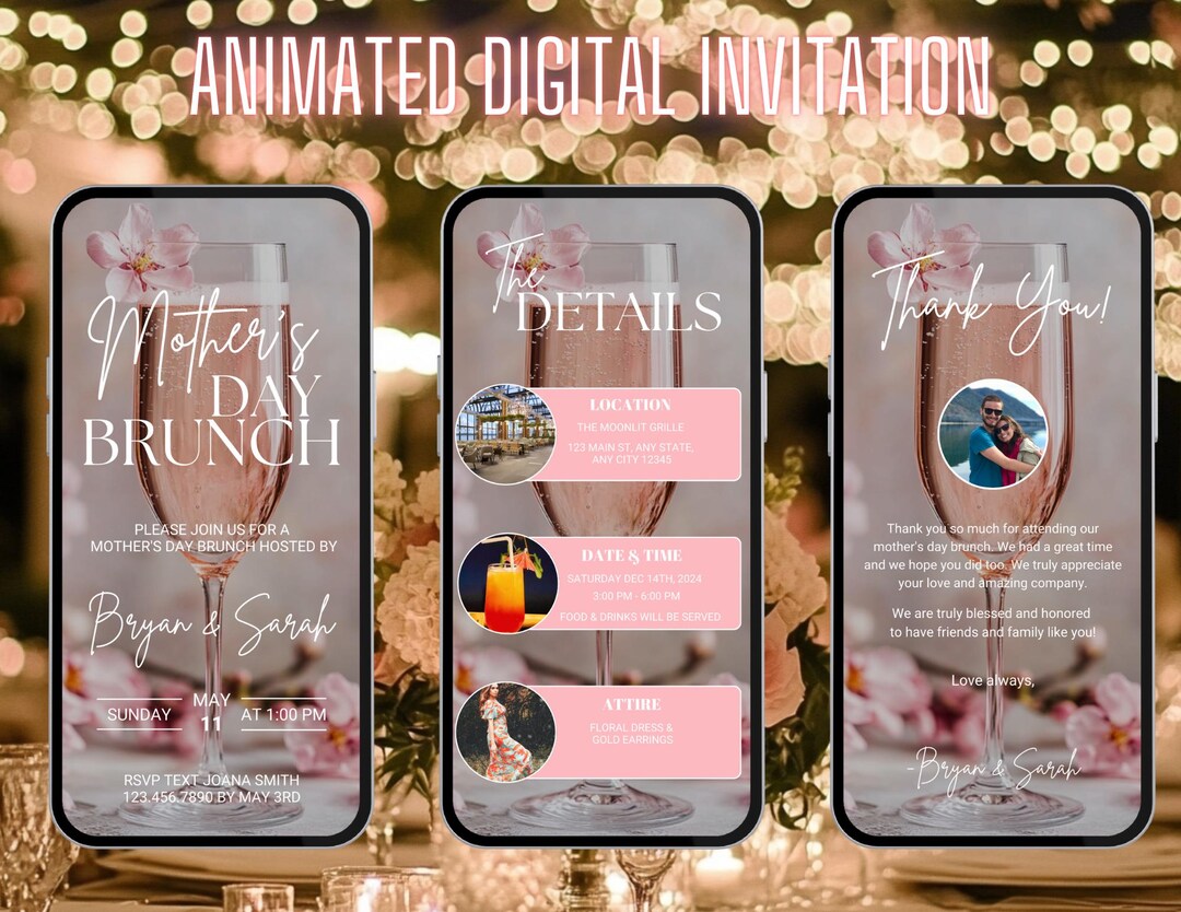 Mother’s Day Brunch Invitation | Boho Floral Digital Event Itinerary ...