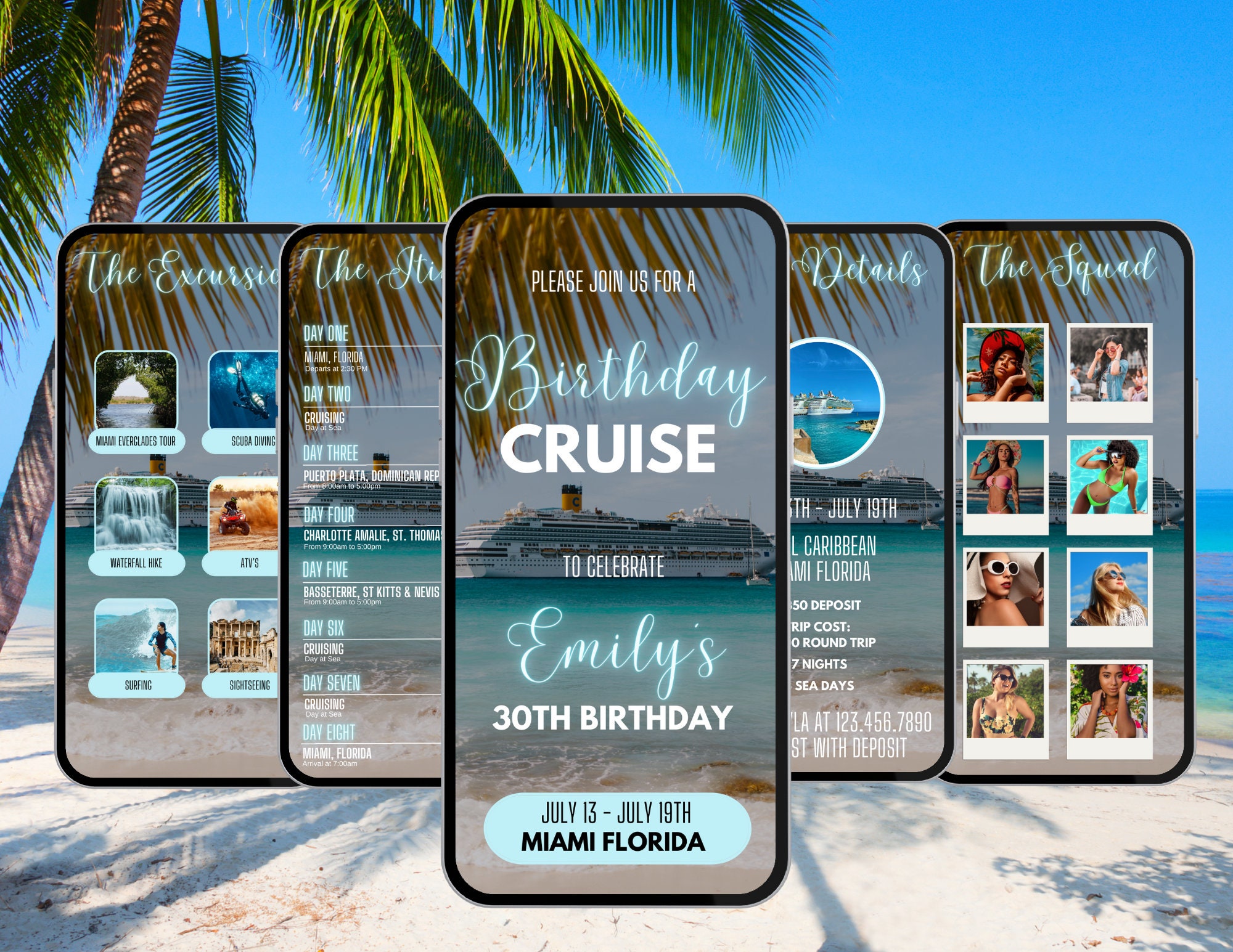 Editable Birthday Cruise Itinerary Template | Cruise Weekend | Birthday ...