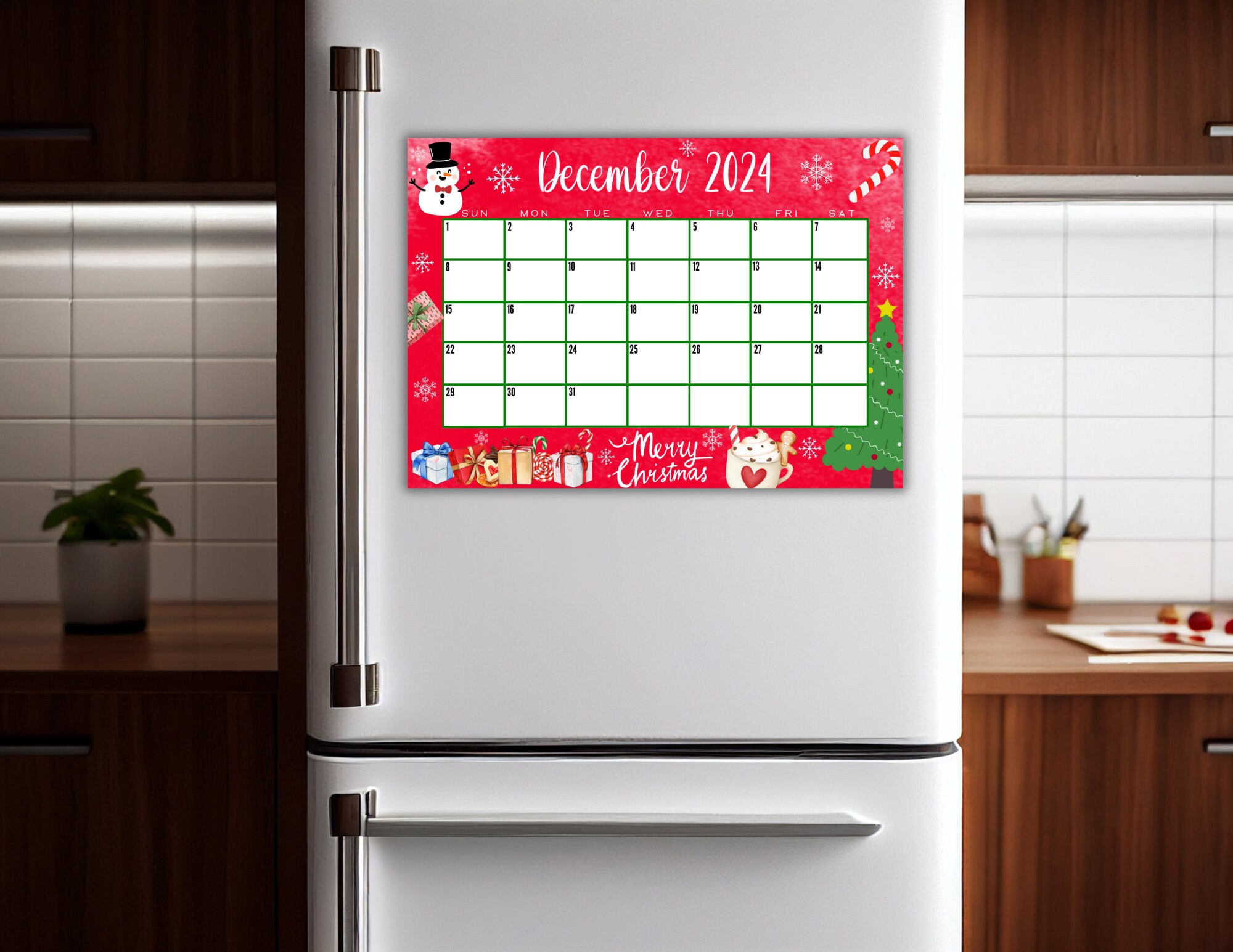 EDITABLE Printable December Calendar 2024 Cute Christmas December ...