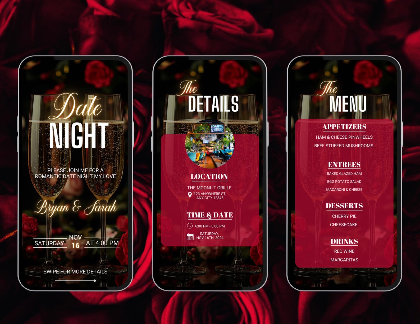 Digital Dinner Date Night Invitation for Couples | Romantic Date Night ...