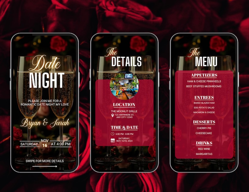 Digital Dinner Date Night Invitation for Couples | Romantic Date Night ...