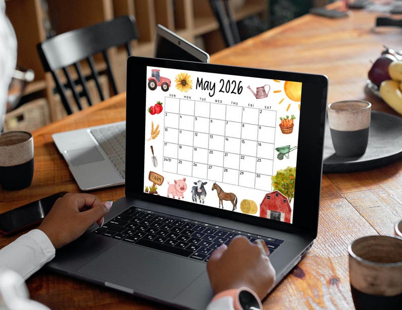 EDITABLE Printable May 2026 Calendar | Cute Farm Themed Calendar W ...