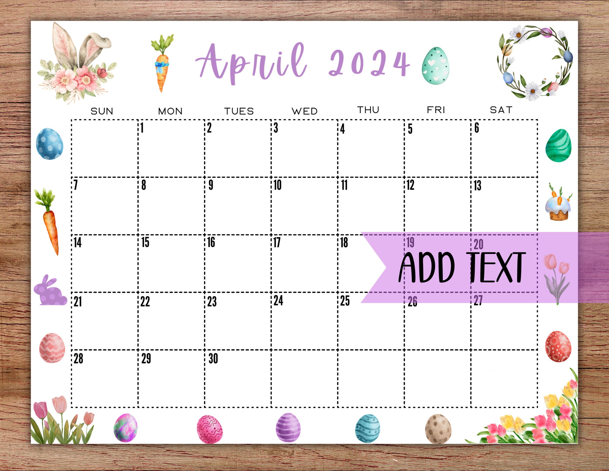 Cute Printable April 2022 Calendar
