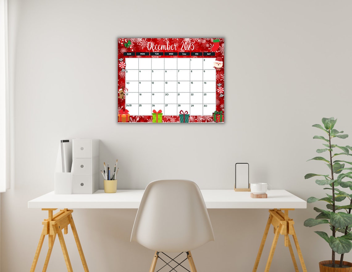 EDITABLE Printable December Calendar 2023 Christmas Calendar Holiday ...