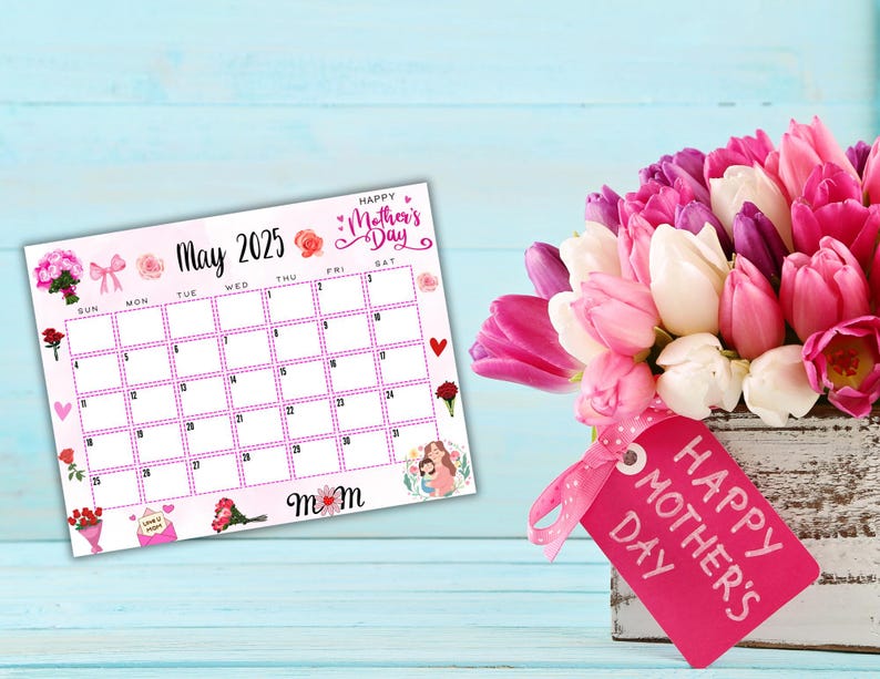 Calendario de mayo 2025 imprimible y editable / Lindo calendario del ...
