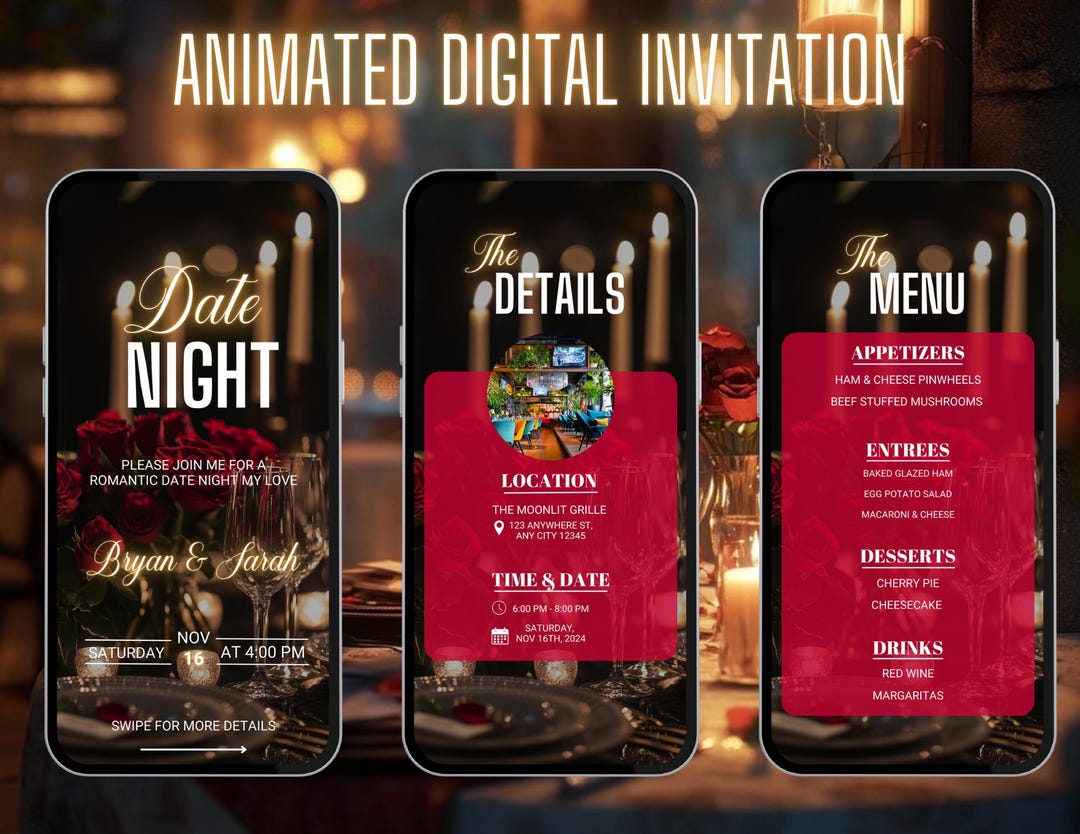 Digital Dinner Date Night Invitation for Couples | Romantic Date Night ...