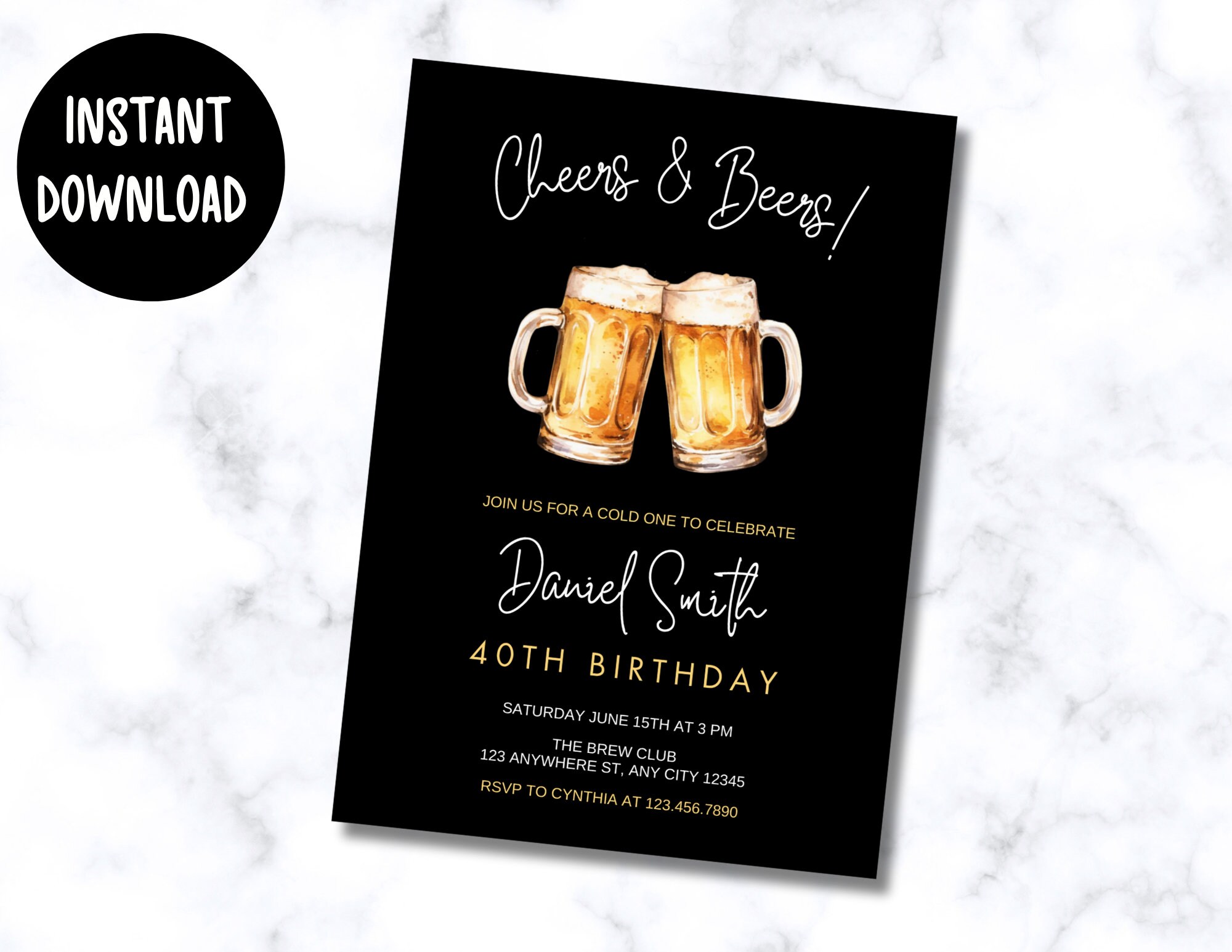 Editable Cheers and Beers Birthday Party Invitation Editable 30th 40th ...