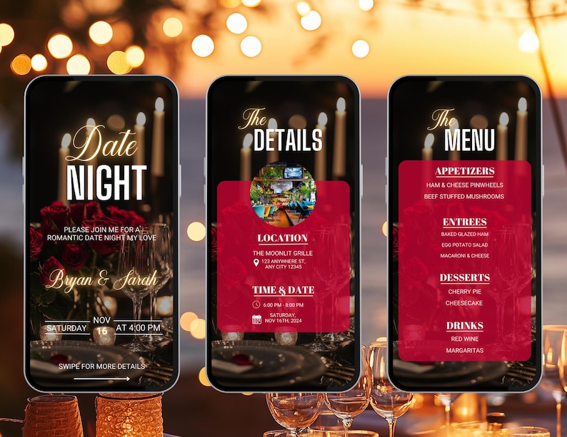 Digital Dinner Date Night Invitation for Couples | Romantic Date Night ...