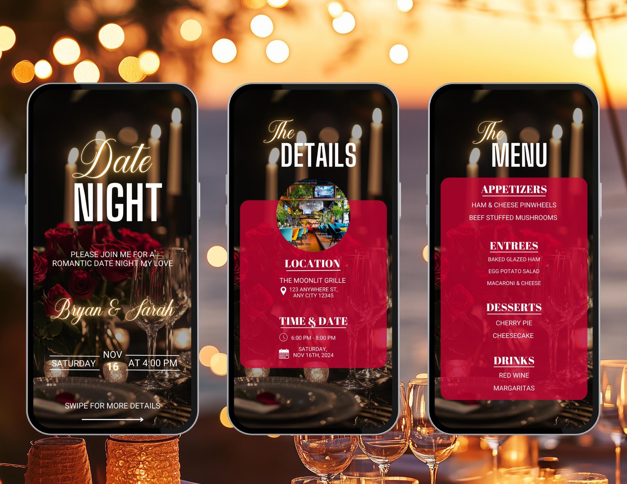 Digital Dinner Date Night Invitation for Couples | Romantic Date Night ...