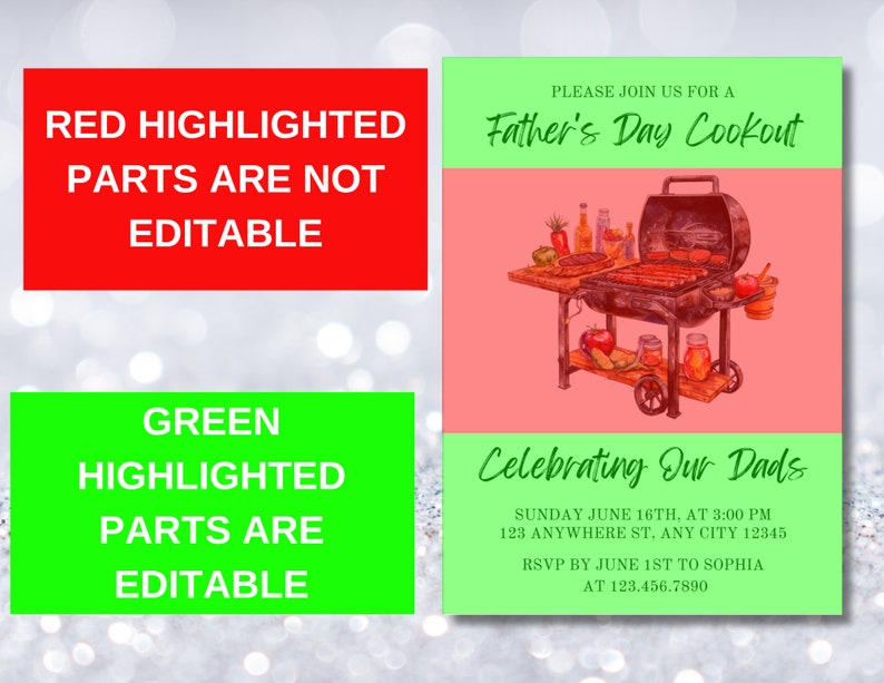 Editable Fathers Day Barbecue Invitation | Father's Day Cookout ...