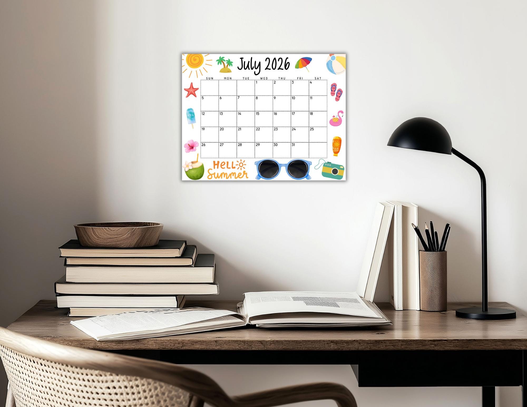 EDITABLE July Calendar 2026 | Cute Printable July Calendar W/ Rainbow ...