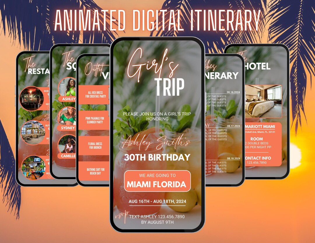 Girls Trip Itinerary | Itinerary Template | Travel Itinerary | Birthday ...