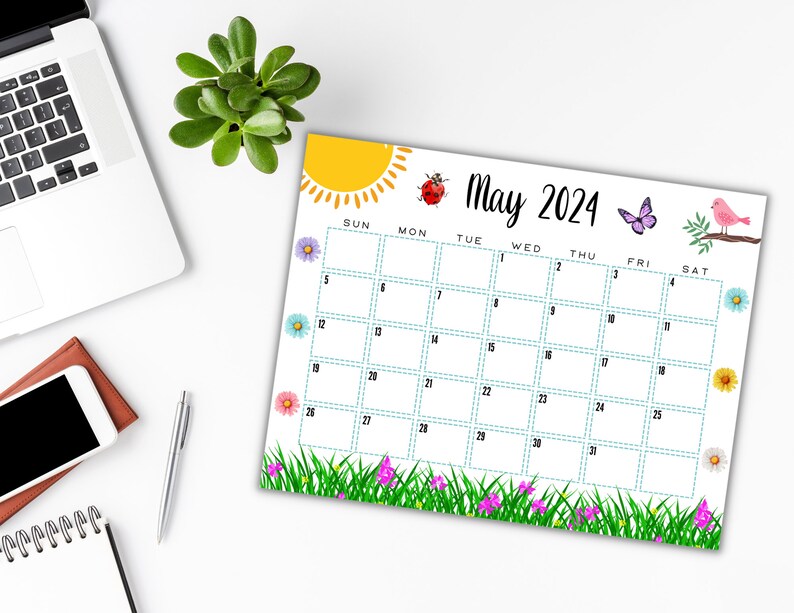 EDITABLE Printable May Calendar 2024 Cute Spring May Calendar W ... EDITABLE Printable May Calendar 2024 Cute Spring May Calendar W ...