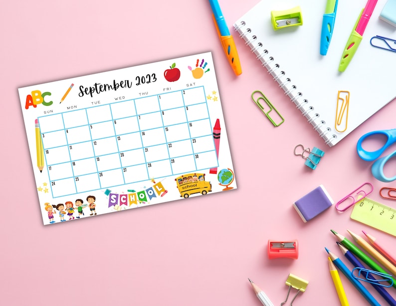 EDITABLE Printable September Calendar 2023 Back to School - Etsy