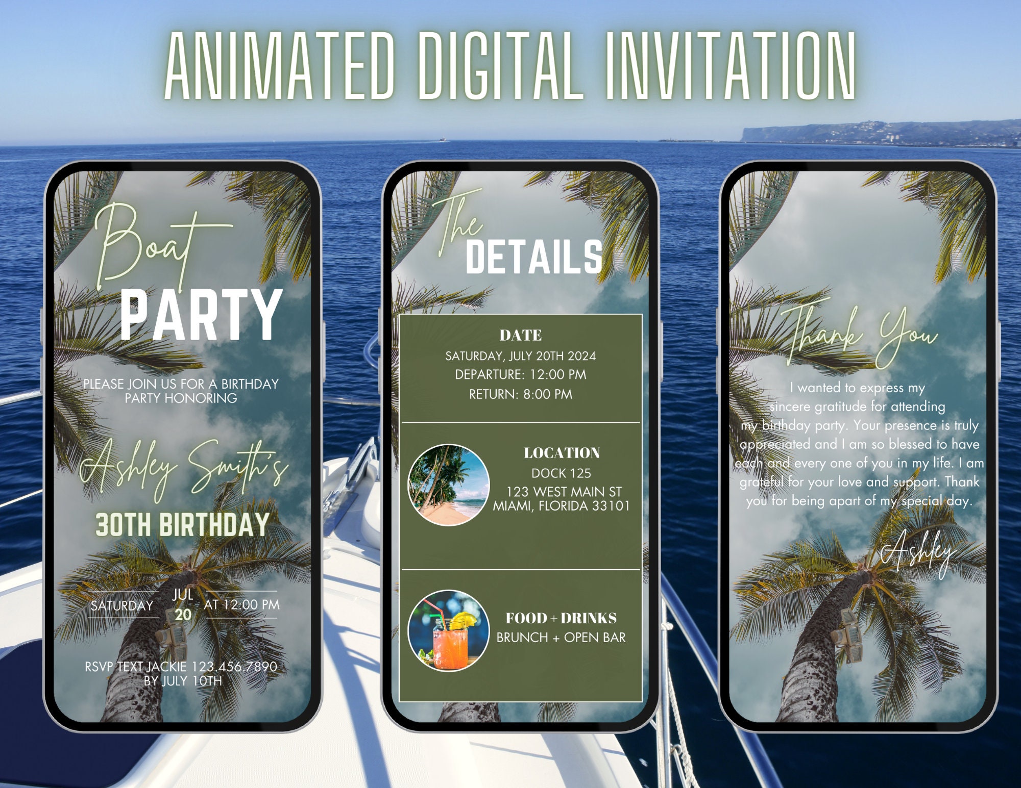 Digital Boat Party Invitation | Animated Yacht Party Invite | Summer ...
