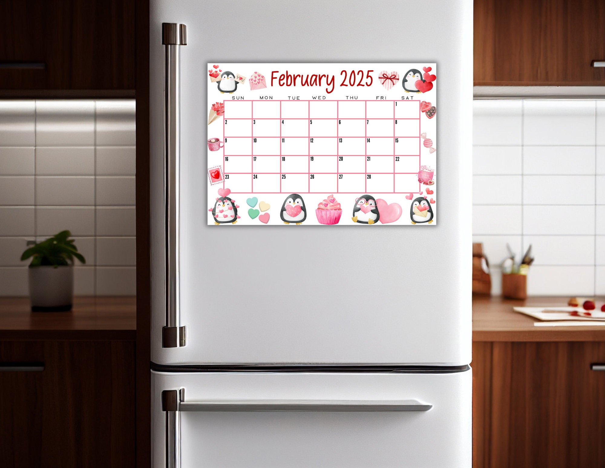EDITABLE Printable February Calendar 2025 | Cute Valentine's February ...