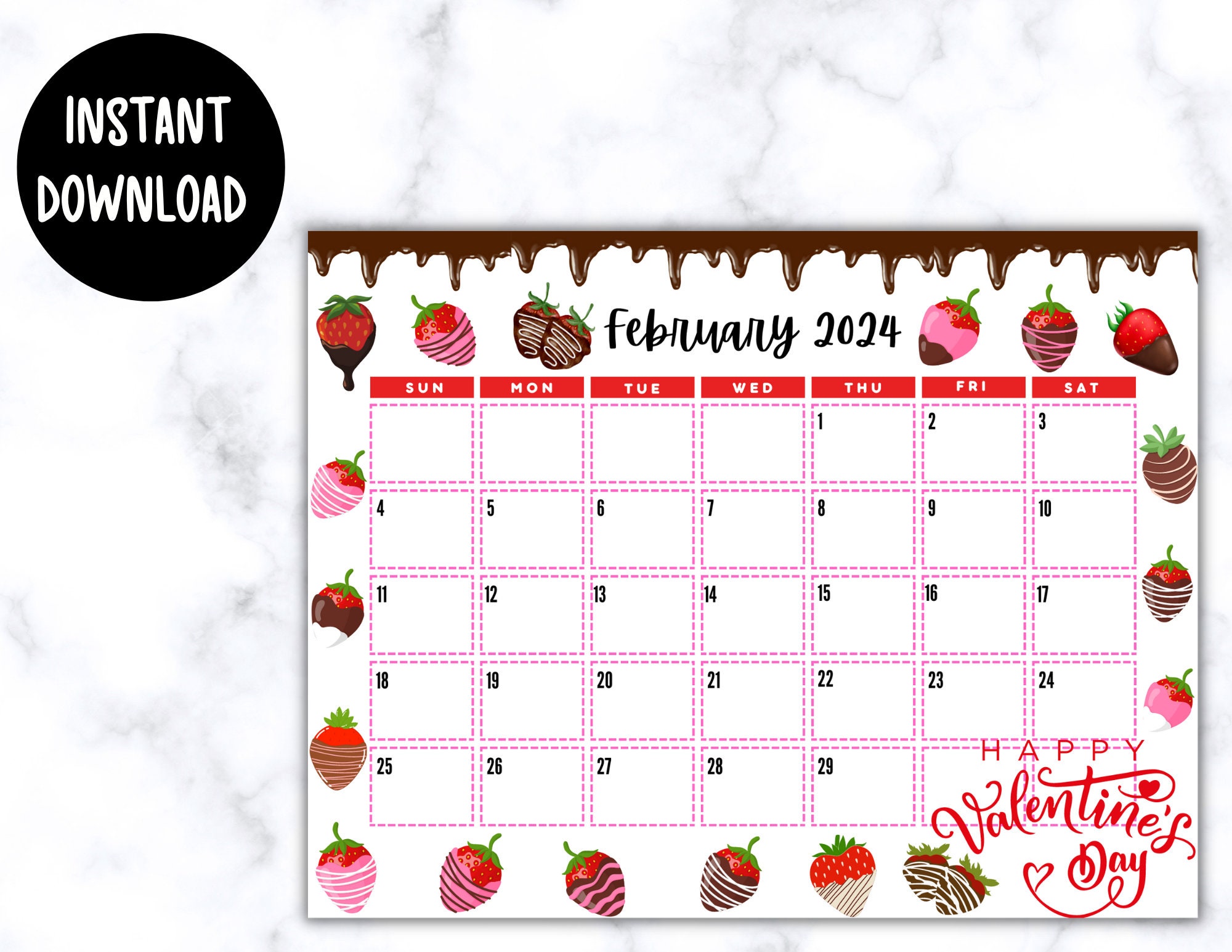 EDITABLE Printable February Calendar 2024 Cute - Etsy Australia