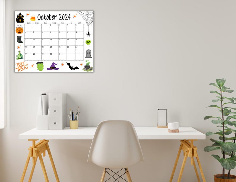 EDITABLE Printable October Calendar 2024 Halloween Calendar Cute and ...