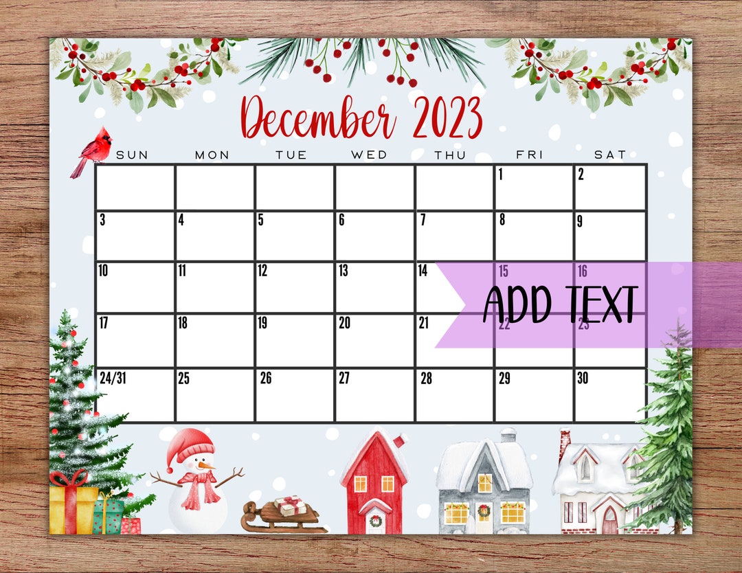 EDITABLE December Calendar 2023 Adorable Christmas Themed - Etsy México