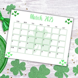EDITABLE Printable March 2025 Calendar | Cute Printable St. Patrick's ...