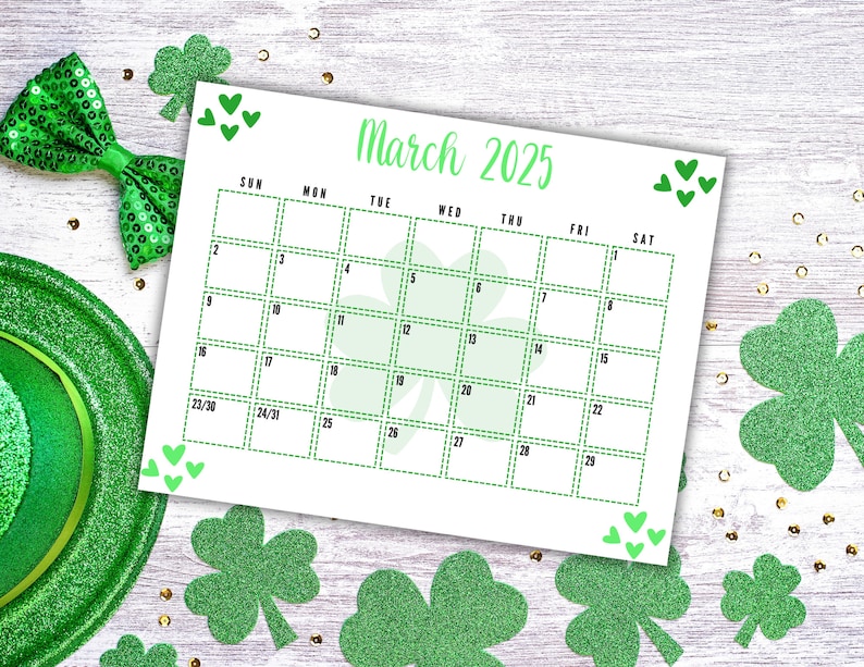 EDITABLE Printable March 2025 Calendar | Cute Printable St. Patrick's ...