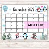 December Themed Calendar Cards for Toddler/preschool, Monthly Calendar ...