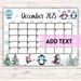 December Themed Calendar Cards for Toddler/preschool, Monthly Calendar ...