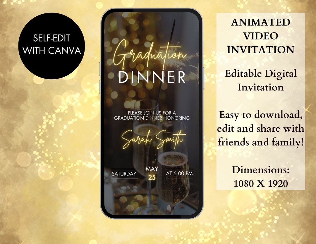 Digital Graduation Dinner Invitation | Class of 2025 Dinner Invite ...