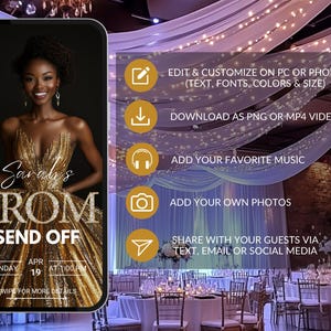 Digital Prom Send off Invitation | Editable Prom Flyer Template ...