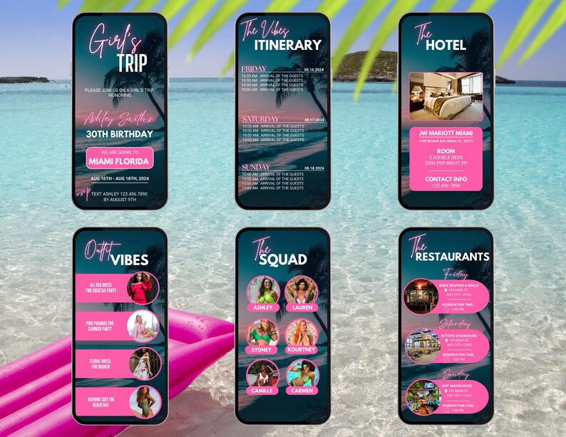 Girls Trip Itinerary | Itinerary Template | Travel Itinerary | Birthday ...