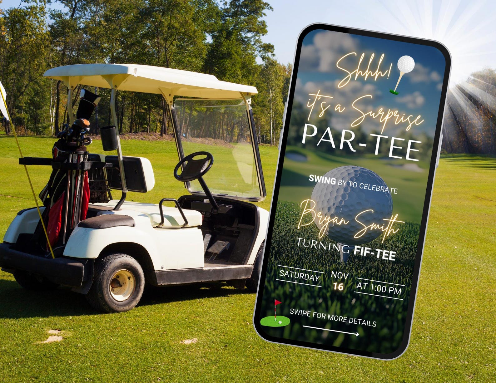 Digital Golf Birthday Invitation | Golfing Birthday Invite | Golfing ...