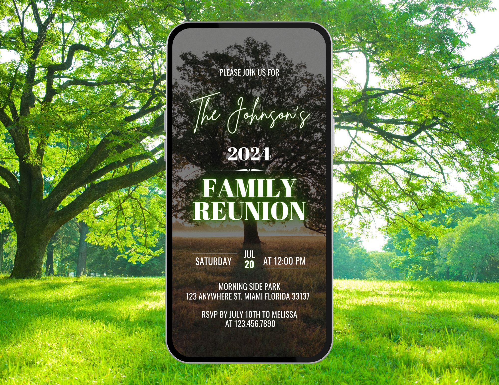 Digital Green Family Reunion Invitation | Family Tree | High School ...