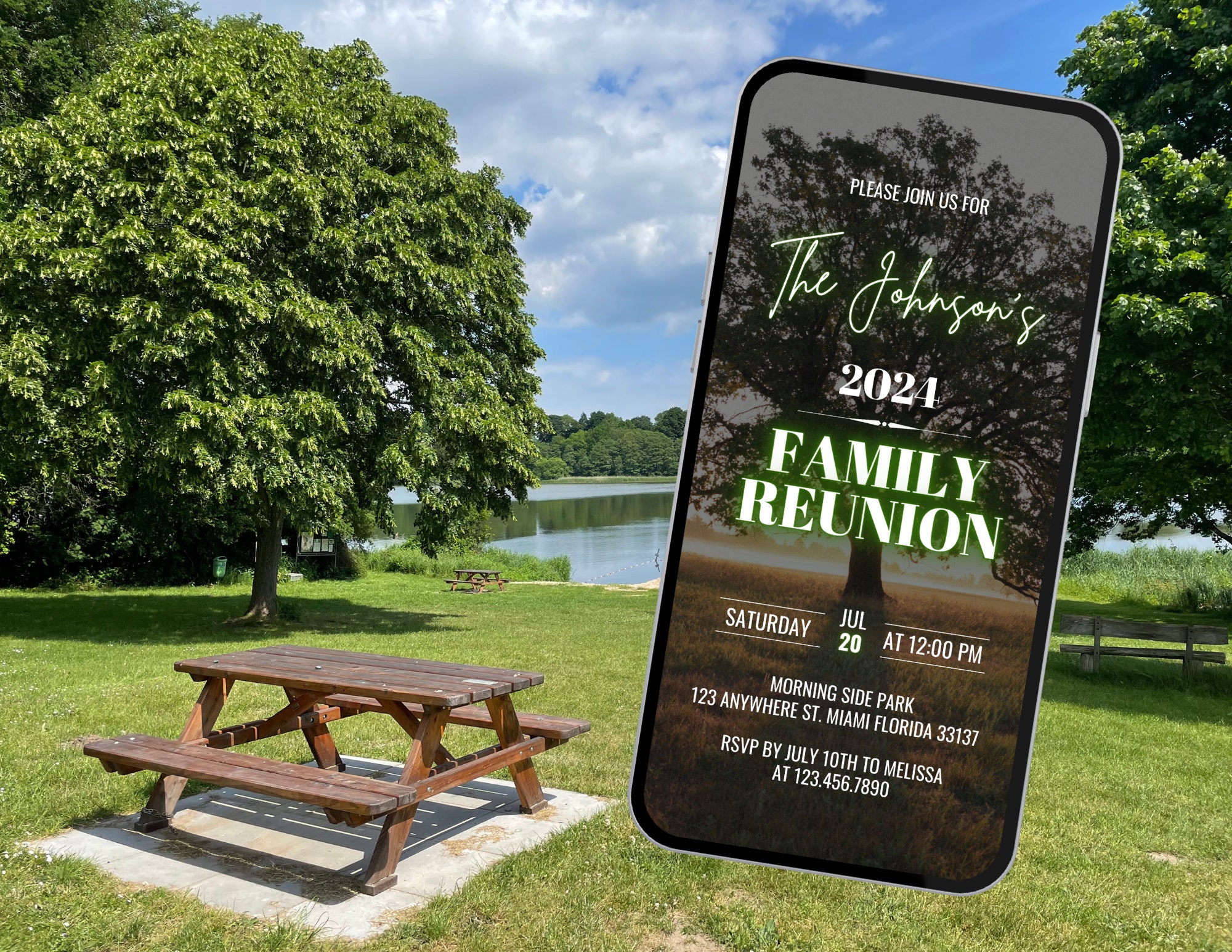Digital Green Family Reunion Invitation | Family Tree | High School ...
