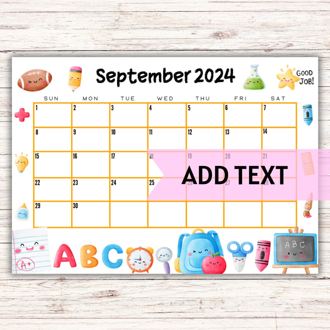 EDITABLE Printable September Calendar 2024 Back to School Calendar ...