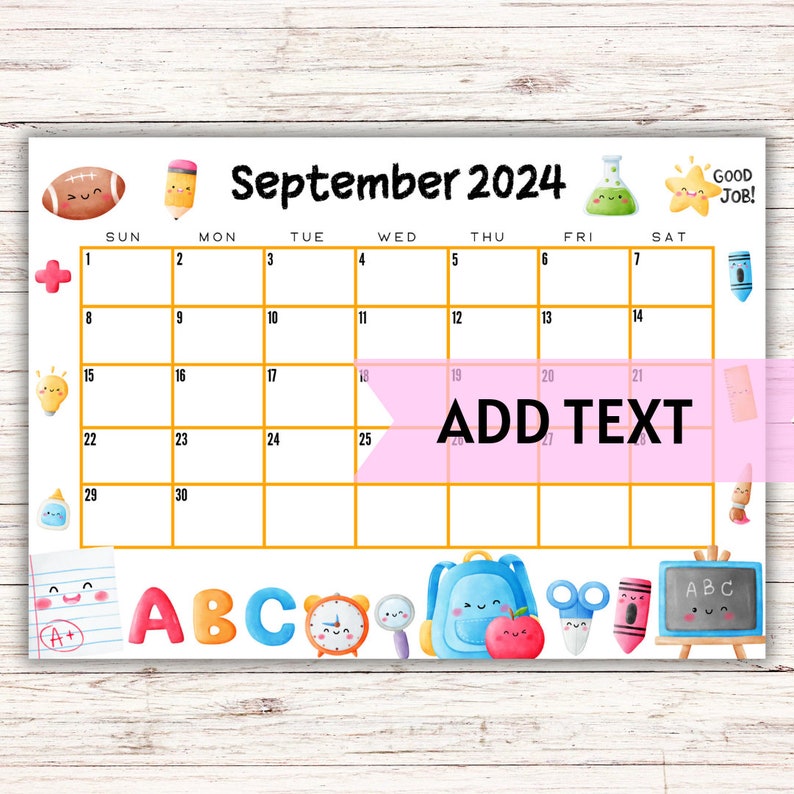 EDITABLE Printable September Calendar 2024 Back to School Calendar ...