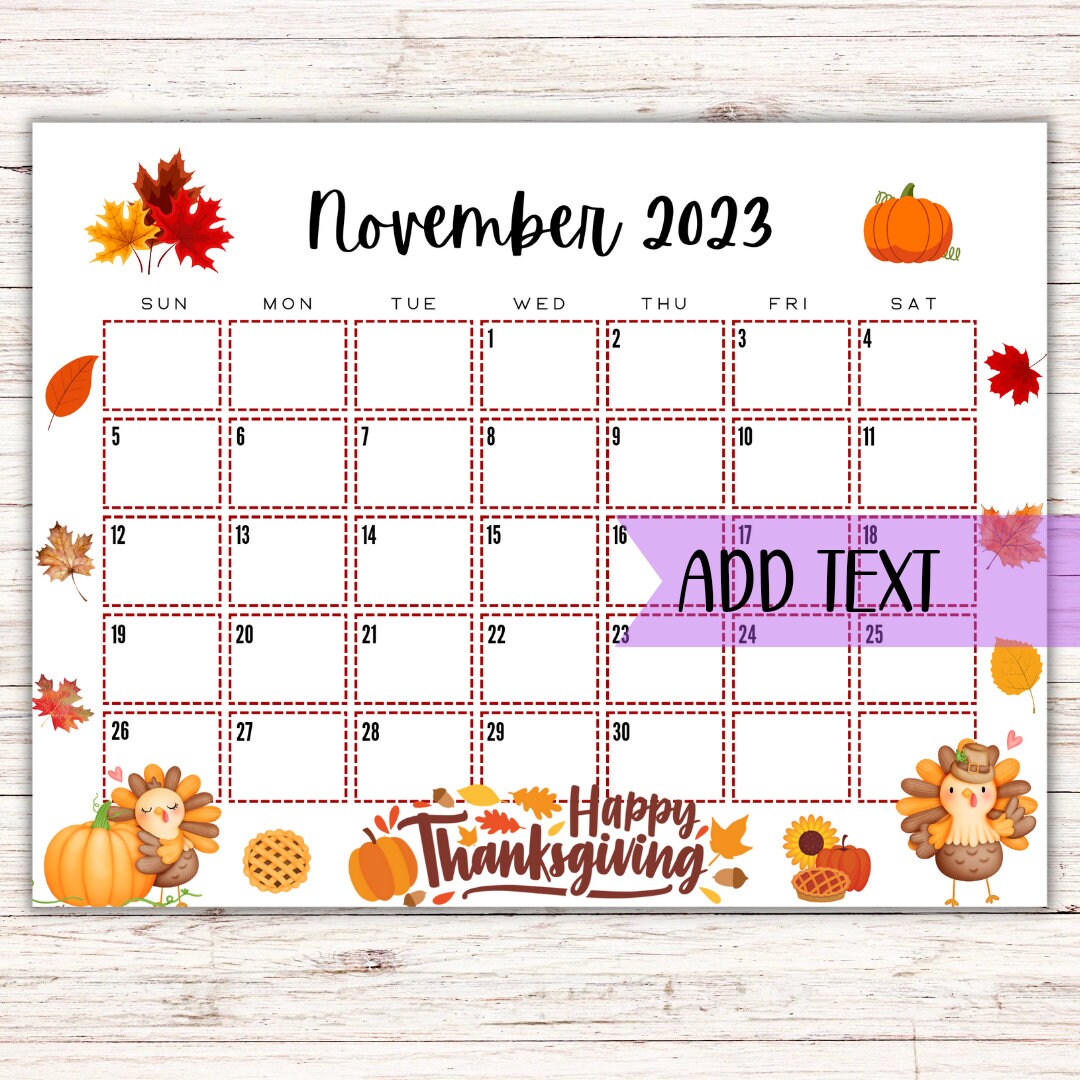 Thanksgiving Calendar