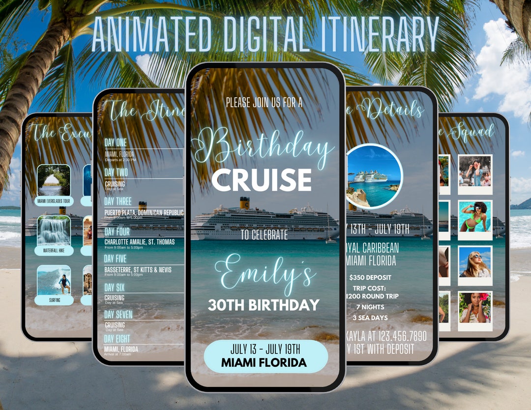 Editable Birthday Cruise Itinerary Template | Cruise Weekend | Birthday ...