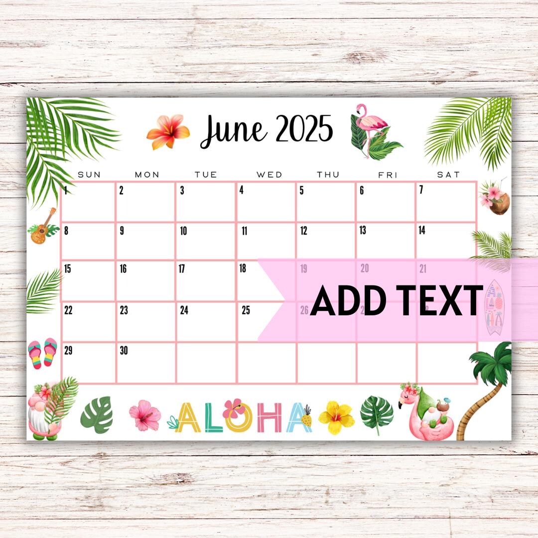EDITABLE June Calendar 2025 | Printable Calendar W/ Flamingos ...
