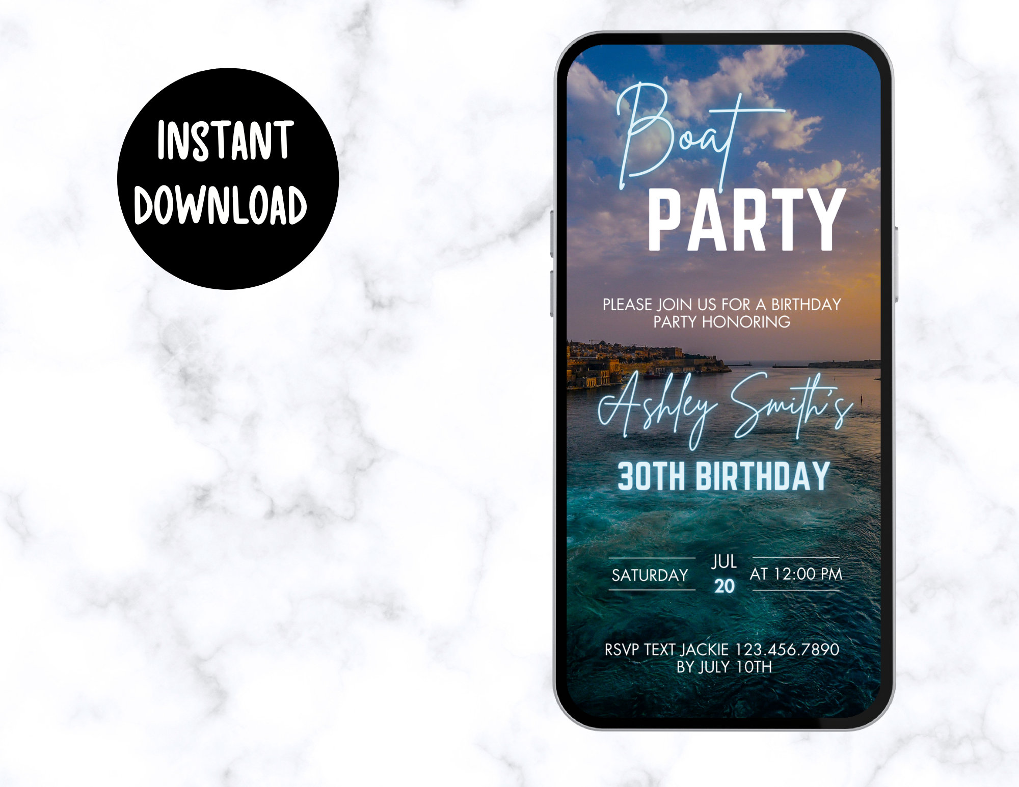 Digital Boat Party Invitation | Animated Yacht Party Invite | Summer ...