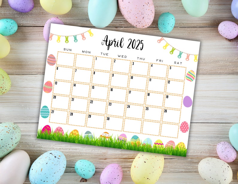 EDITABLE Calendario Abril Imprimible 2025 / Adorable Calendario de ...