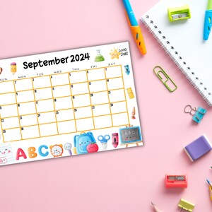 EDITABLE Printable September Calendar 2024 Back to School Calendar ...
