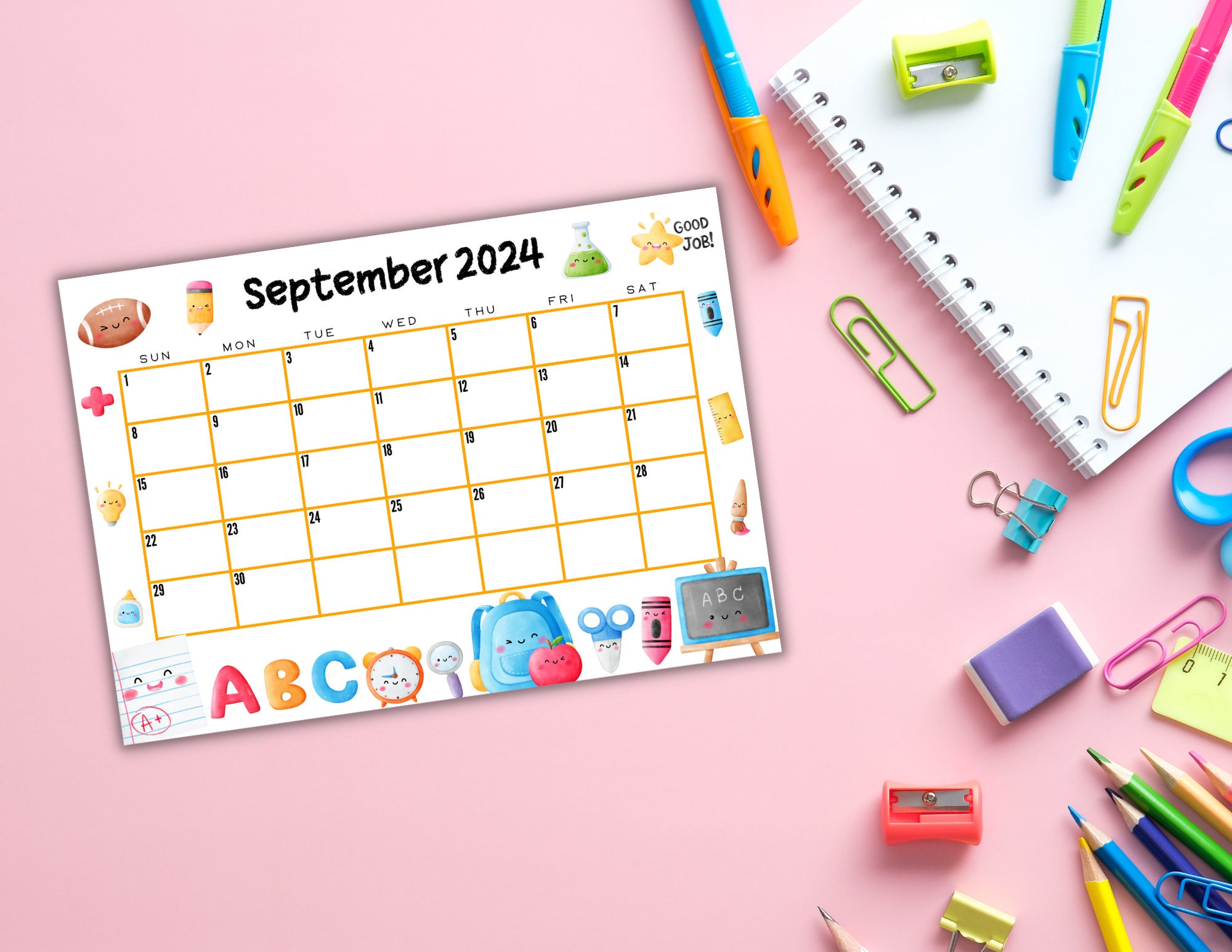 EDITABLE Printable September Calendar 2024 Back to School Calendar ...