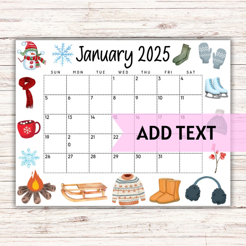 EDITABLE Printable January 2025 Calendar | Beautiful Winter Themed ...