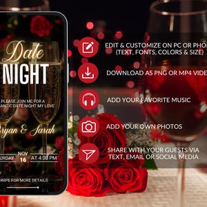Digital Dinner Date Night Invitation for Couples | Romantic Date Night ...