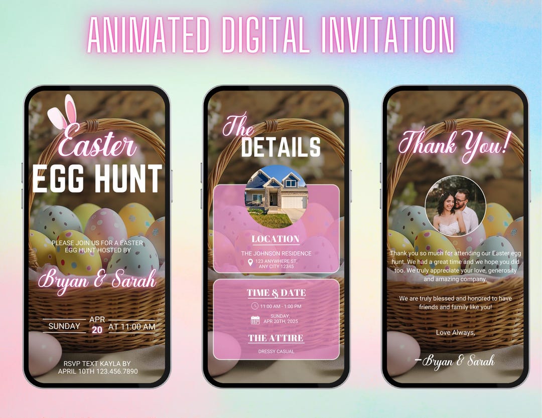 Digital Easter Hunt Invitation Template | Easter Party Invite ...